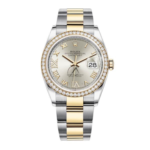 Rolex Datejust 36 126283RBR, Oyster, Diamond Bezel, Steel & 18K Yellow ...